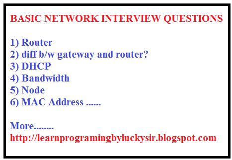 Learnprograming Byluckysir Fundamental Networking Interview Questions