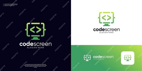 Premium Vector Modern Programer Code Logo Icon Monitor Computer