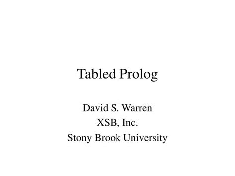 Ppt Tabled Prolog Powerpoint Presentation Free Download Id3356712