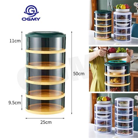 Ogmy 5 Layer Food Storage Cover Sliding Door Stackable Keep Warm Dust