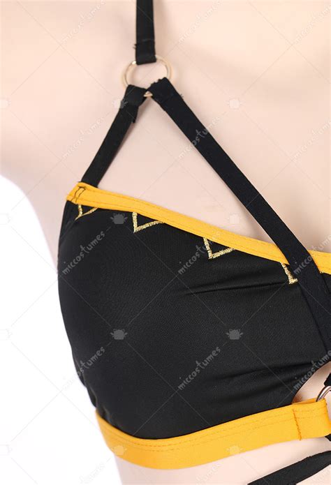 Cyno Derivative Two Piece Swimsuit Genshin Impact Cuout Bathing Suit With Mesh Top And Wrap