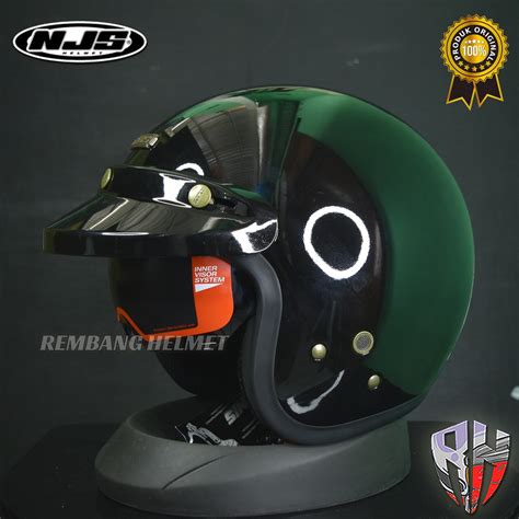 Jual Helm Njs Nx 2 Solid Black Original Helm Half Face Retro Pria