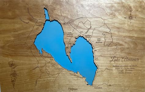 lake almanor diy frame laser engraved wood map overflow sale speci