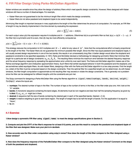 4 Fir Filter Design Using Parks Mcclellan Algorithm Kaiser Windows