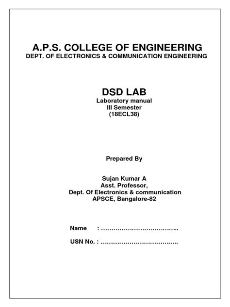 Apsce Dsd Lab 18ecl38 Pdf Logic Gate Arithmetic
