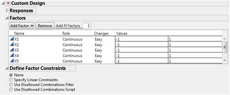 Solved Adding Conditional Constraint While Creating The Design Jmp