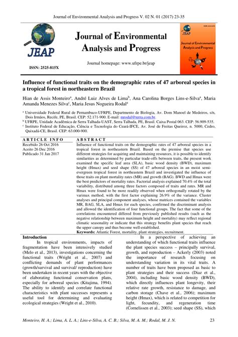 Pdf Influence Of Functional Traits On The Demographic Rates Of 47