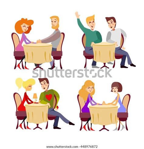 Cute Cartoon Couples Various Orientations Having Stock Vector Royalty