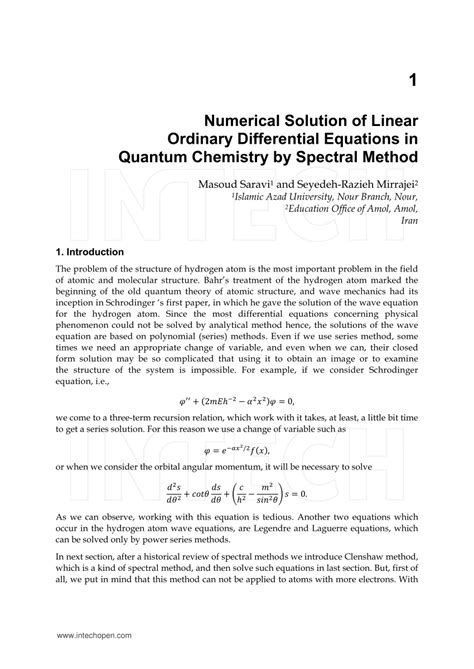 Pdf Numerical Solution Of Linear Ordinary Differential Equations In
