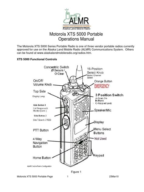 Operational Instructions And Technical Specifications For The Motorola Xts 5000 Portable Radio