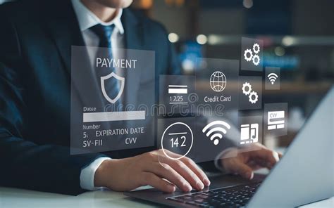 Secure Online Payment Transaction Businessman Laptop Credit Card Digital Banking Finance