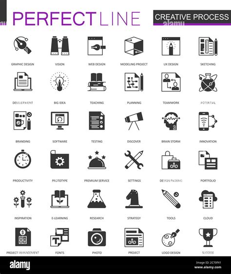 Black Classic Creative Process Web Icons Set Isolated Stock Vector Image And Art Alamy