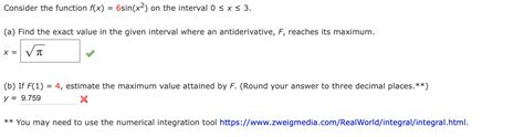 solved consider the function f x 6sin x2 on the interval