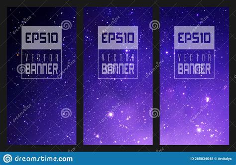 Conjunto De Banners Verticales Con Cielo Estrellado Nocturno Y Forma