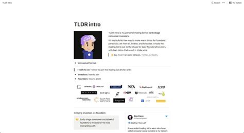 alex kwon on linkedin tldr intro list now has 100 early stage