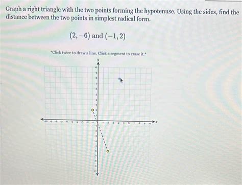graph a right triangle with the two points forming the hypotenuse