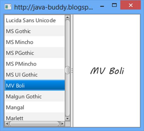 Java Buddy Example To Apply Font