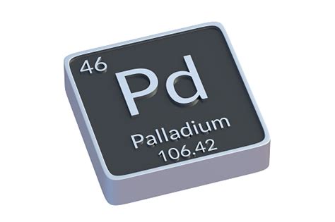 흰색 배경에 분리된 주기율표의 팔라듐 Pd 화학 원소 화학 원소의 금속 기호 3d 렌더링 0명에 대한 스톡 사진 및 기타 이미지 Istock