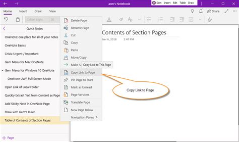 UWP Create Pages List For Current OneNote Section As A Table Of Contents Office OneNote Gem
