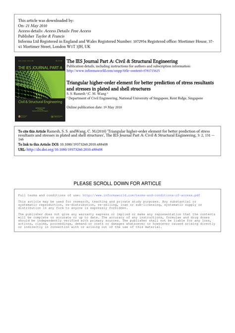 Pdf Triangular Higher Order Element For Better Prediction Of Stress