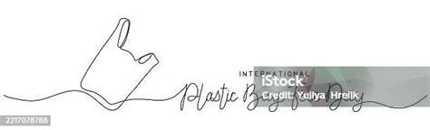 비닐 봉투 무료 일 한 라인 아트 배경 편집 가능한 획 손으로 그린 글자 텍스트 배너 템플릿 타이포그래피를 사용한 윤곽선 그리기 7월에 대한 스톡 벡터 아트 및 기타 이미지