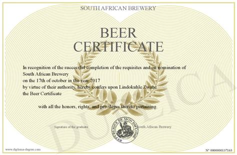 Beer Certificate