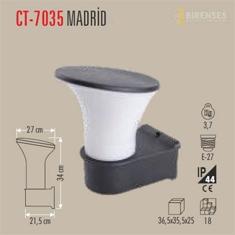 Cata Ct 7035 Madrid Bahçe Armatürü Aplik E27 Aydınlatma Çözümleri