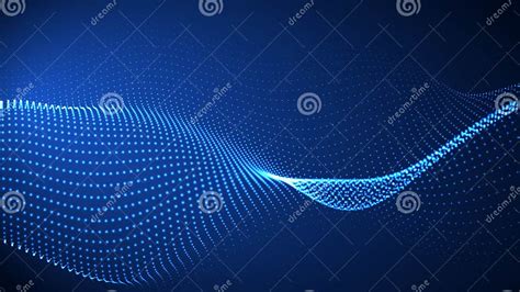 Wave Of Flowing Particles On A Dark Background Abstract Backdrop With