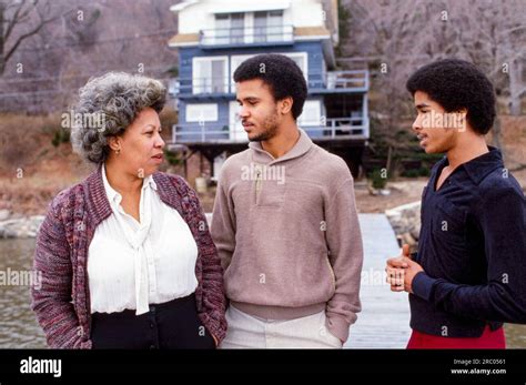 Pulitzer Prize Winning Author Toni Morrison With Her Sons Ford And