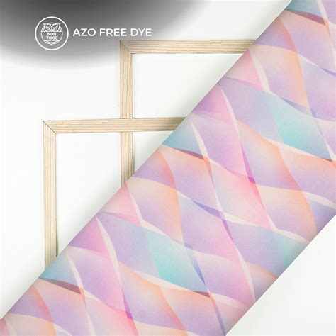 Mult Color Geometrical Digital Print Japan Satin Fabric Fabcurate