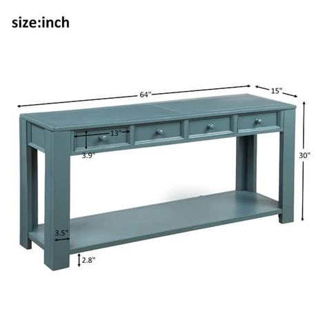 Rectangular Classic Accent Console Table For Entryway Hallway Sofa Table With 4 Storage Drawers