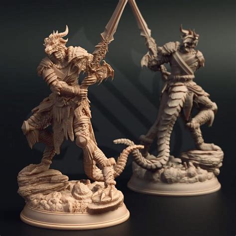 Female Dragonborn Barbarian Miniature Dnd Dungeons And Dragons 28mm