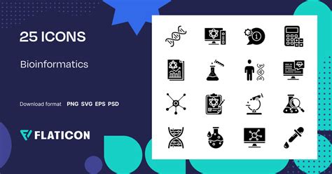 Bioinformatics Icon Pack Black Fill 25 Svg Icons