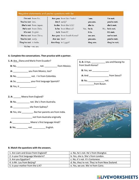 Negative Statements And Yes No Questions With Be Interactive Worksheet