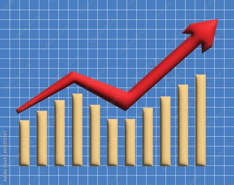 Golden Bar Graph With Red Up Arrow Vector Chart Icon Grow Graph