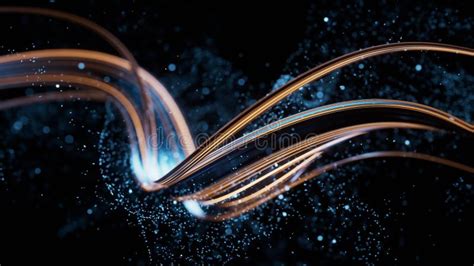 flowing curve and particles background 3d rendering stock footage