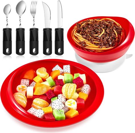 Amazon.com: 2 Sets Adaptive Utensils Bowl and Plate Set Adaptive Self ...