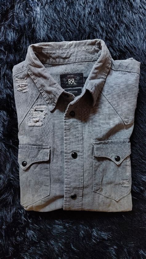 Double Rl Rrl Sawtooth Western Shirt Mens Fashion Tops And Sets