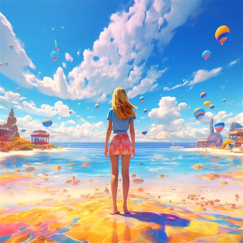 Summer Illustration Beach Beautiful Summer Generated Ai Premium Ai
