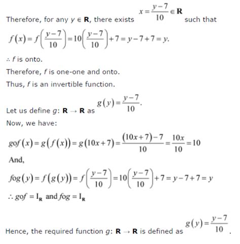 Let F R → R Be Defined As Fx 10x 7 Find The Function Such That