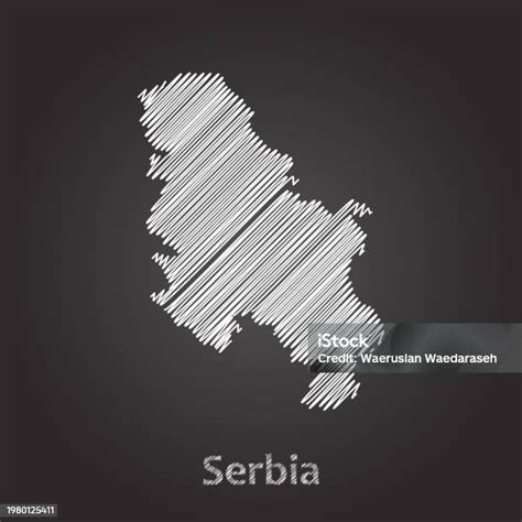 세르비아 지도 검은 배경에 손으로 그린 흰색 낙서 스케치입니다 벡터 일러스트 레이 션 Eps10 0명에 대한 스톡 벡터 아트 및 기타 이미지 Istock