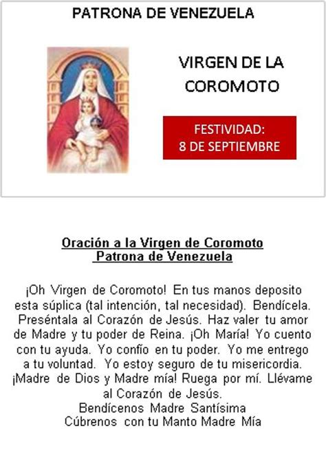 Virgen De Coromoto Patrona De Venezuela Oraciones Catolicas Oracion