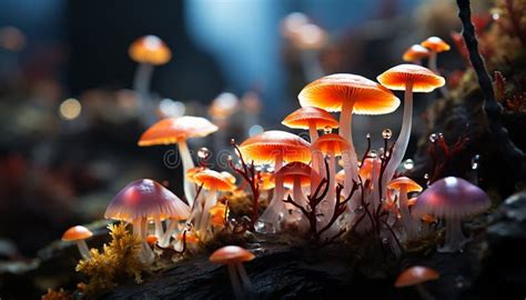 Freshness And Beauty In Nature Yellow Toadstool Growth On Leaf