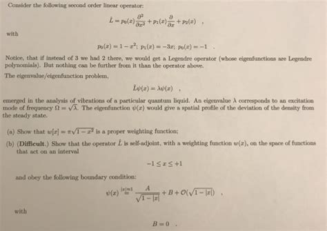 solved consider the following second order linear operator