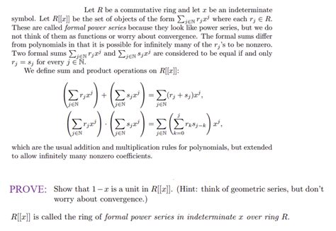 Solved Let R Be A Commutative Ring And Let X Be An Chegg Com
