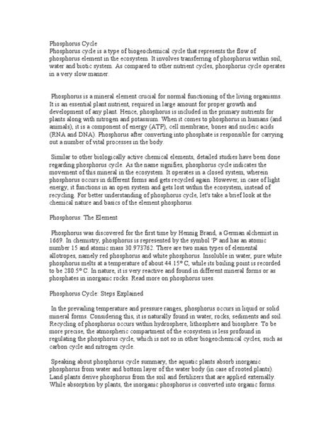 Phosphorus Cycle Pdf Phosphorus Ecosystem