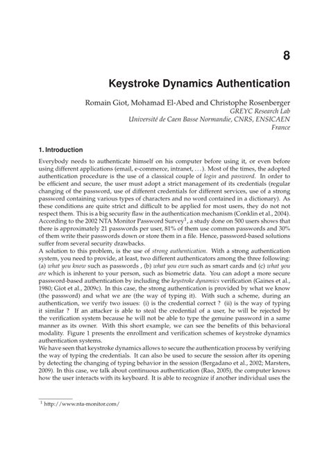 Pdf Keystroke Dynamics Overview