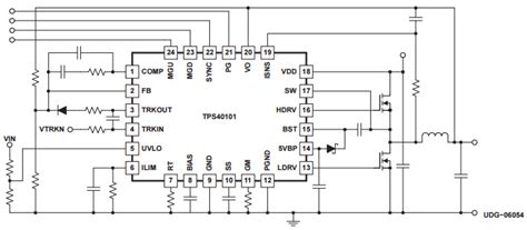 typical application circuit for tps40101 midrange input synchronous