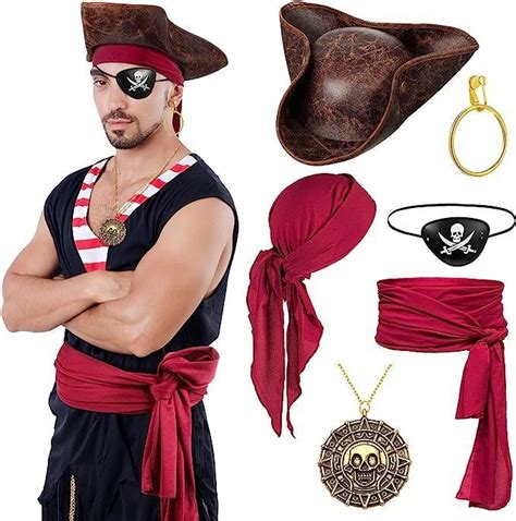 Capoda 6 Pcs Pirate Costume Accessories Set For Women Men Adult Pirate