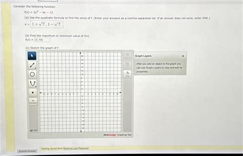 solved consider the following function f x 2x2−4x−12 a
